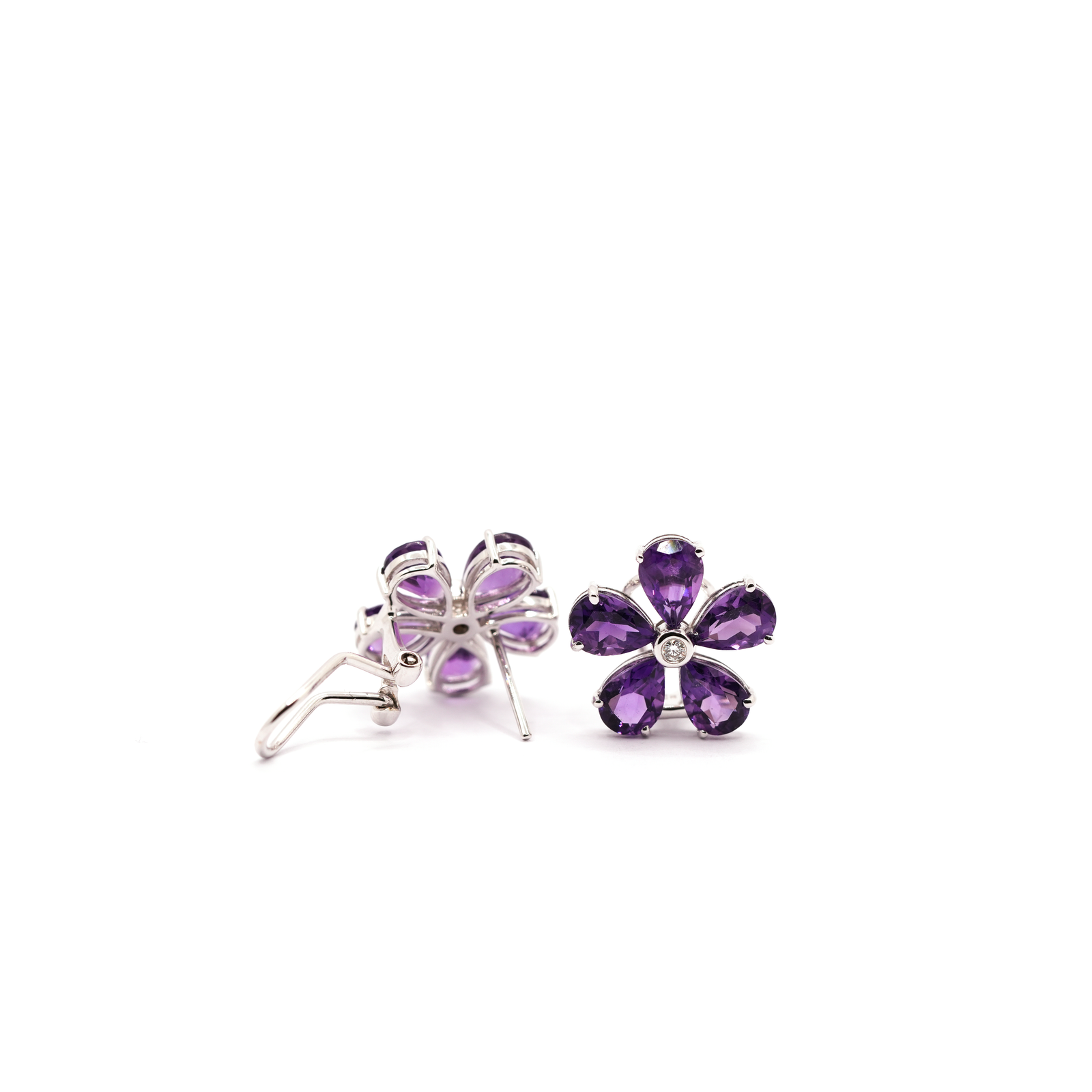 Amythyst Earring with diamond – 18k white gold - Dewcarat Jewelry